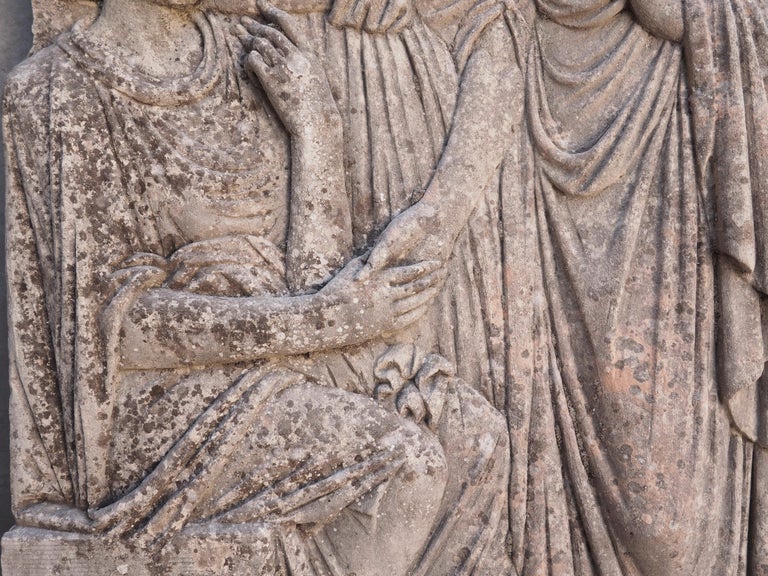Bas Relief Carved Limestone Plaque Depicting Classical Figures For Sale ...