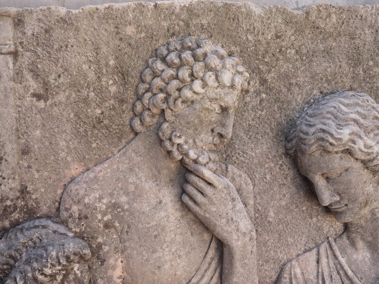Bas Relief Carved Limestone Plaque Depicting Classical Figures For Sale ...