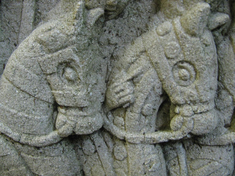 Bas Relief Cast Stone Oblong Planter with Castle and Crusaders at ...