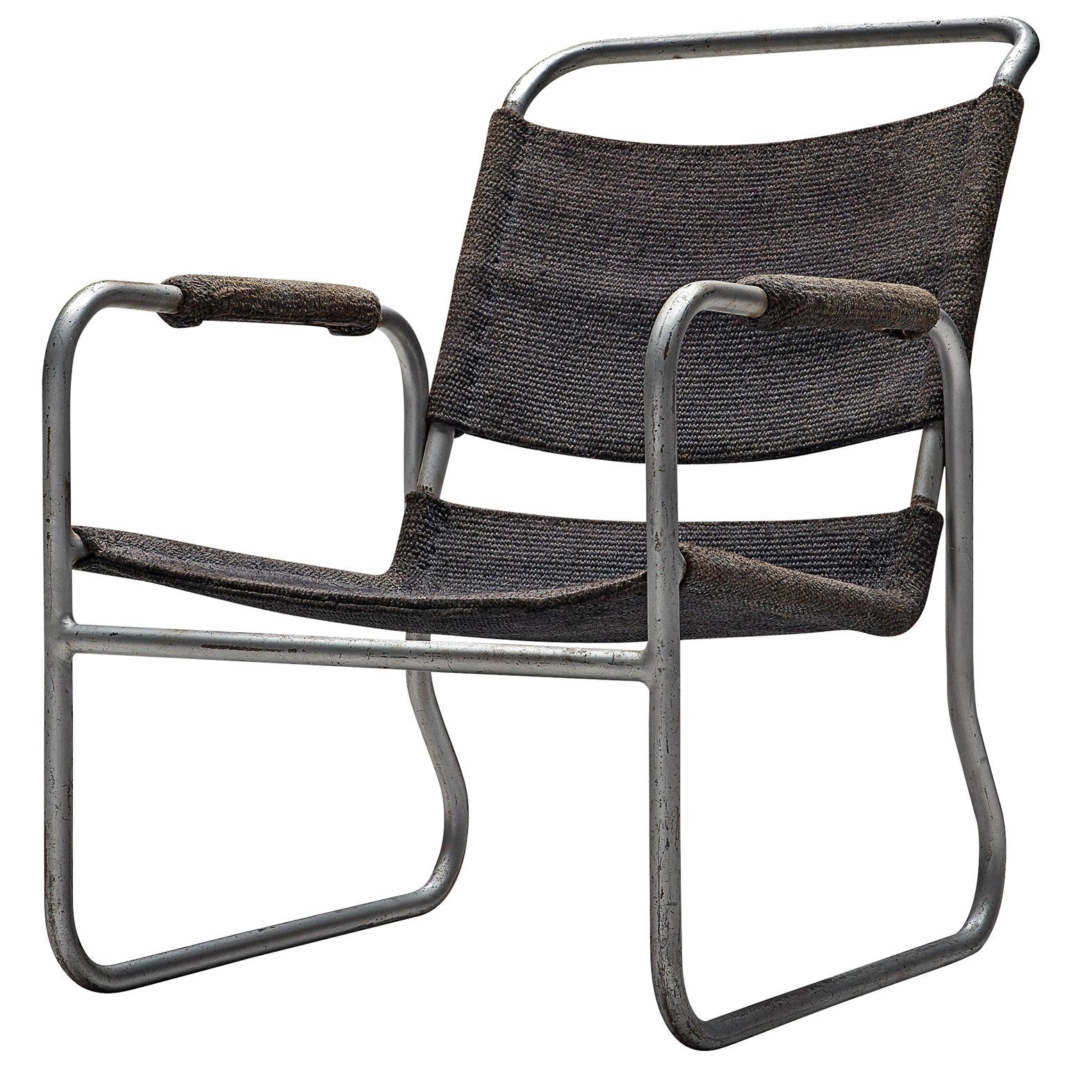 Bas Van Pelt Tubular Armchair in Original Grey Sisal For Sale at ...