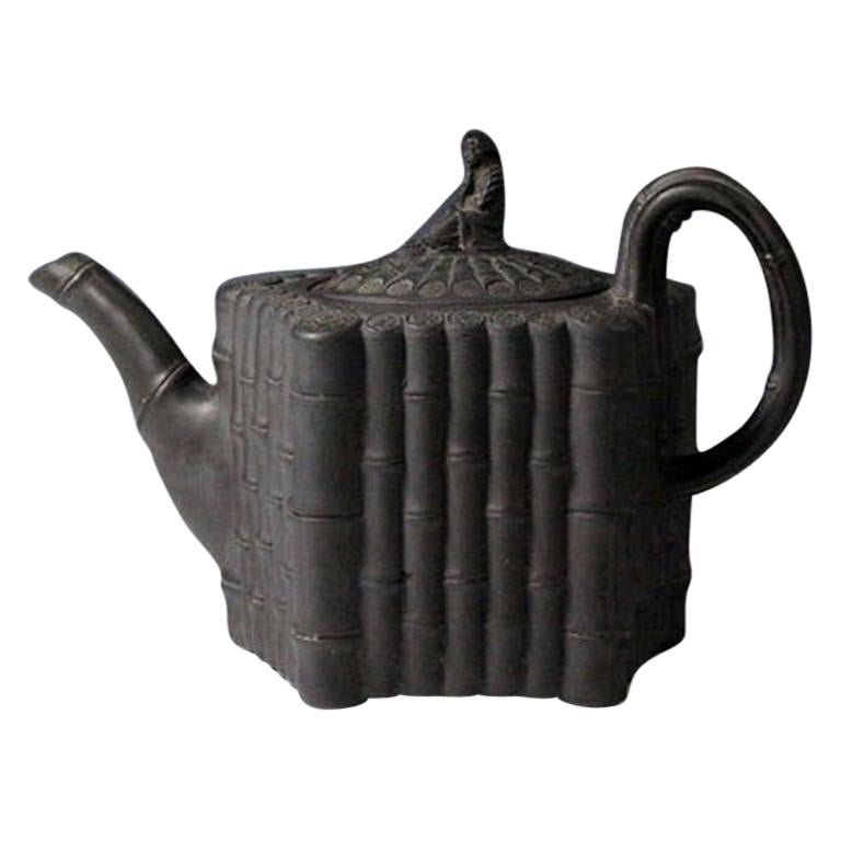 Basalt Teapot with Faux Bamboo Decoration the Cover with a Finial of ...