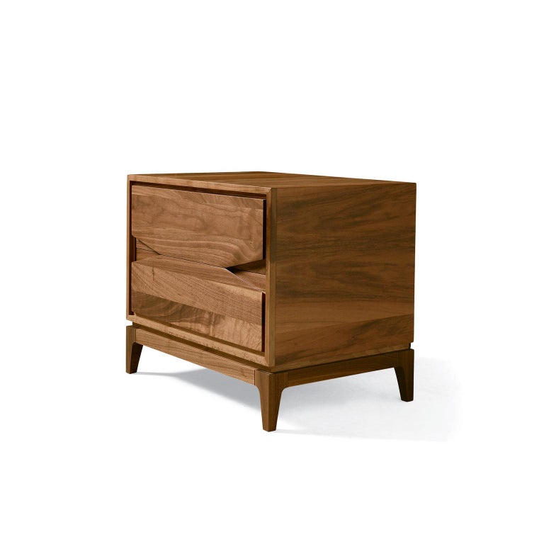 Base Solid Wood Bedside Table, Walnut in Hand-Made Natural Finish ...