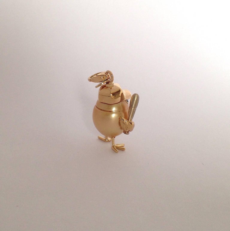 Baseball Player Chick Black Diamond 18K Gold Pearl Charm and Pendant or ...