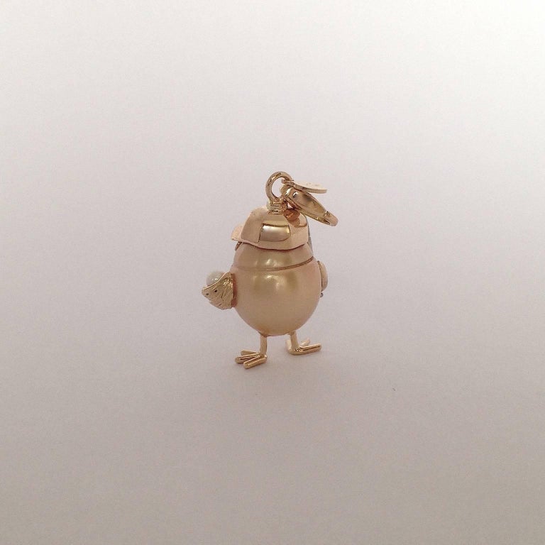 Baseball Player Chick Black Diamond 18K Gold Pearl Charm and Pendant or ...