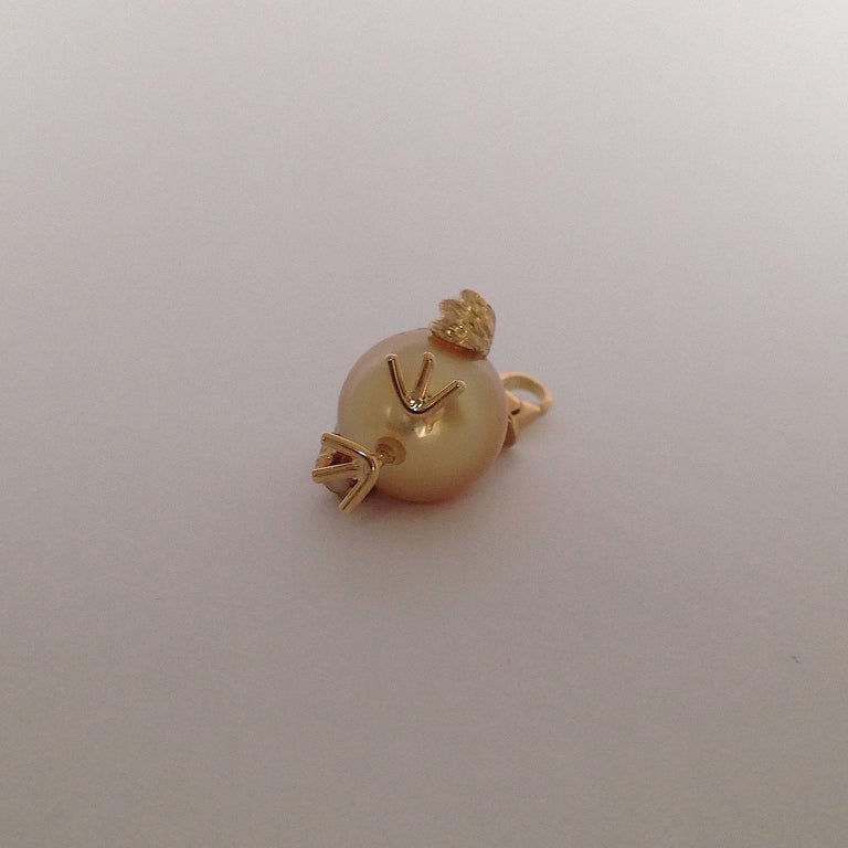 Baseball Player Chick Black Diamond 18K Gold Pearl Charm and Pendant or ...