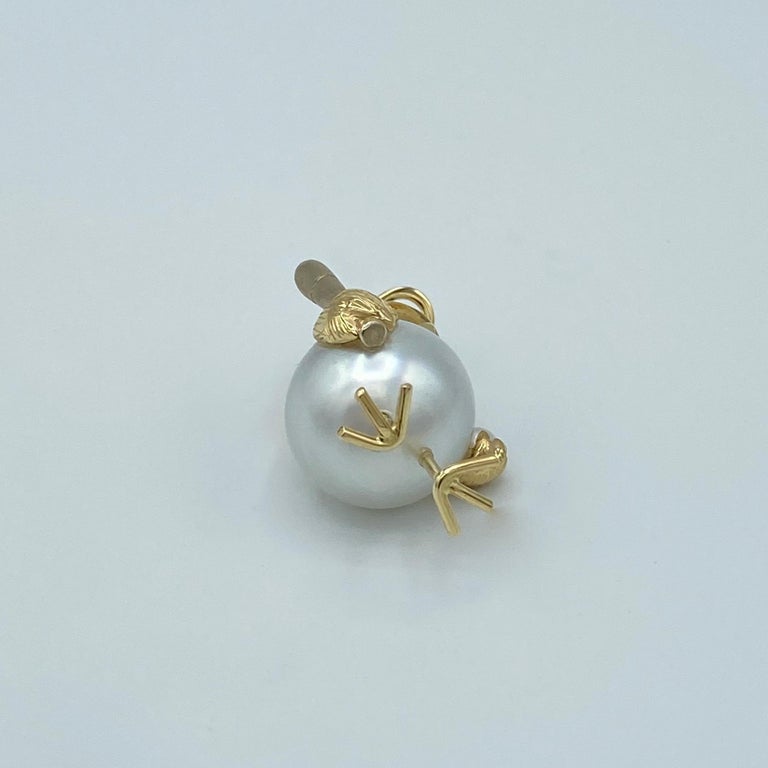 Baseball Player Chick Black Diamond 18Kt Australian Pearl Charm Pendant ...