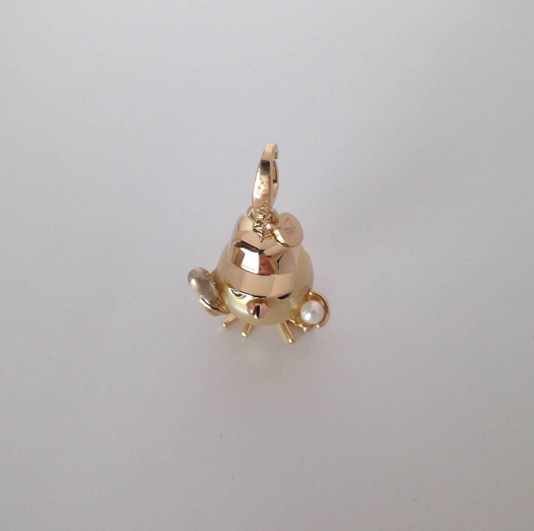 Baseball Player Chick Black Diamond Gold Pearl Charm and Pendant ...