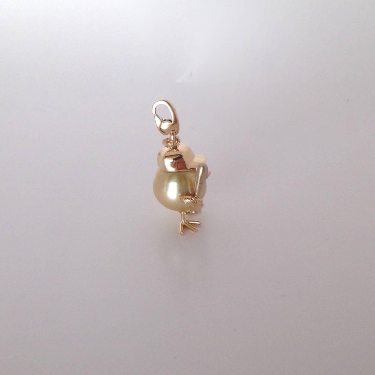 Baseball Player Chick Black Diamond Gold Pearl Charm and Pendant ...