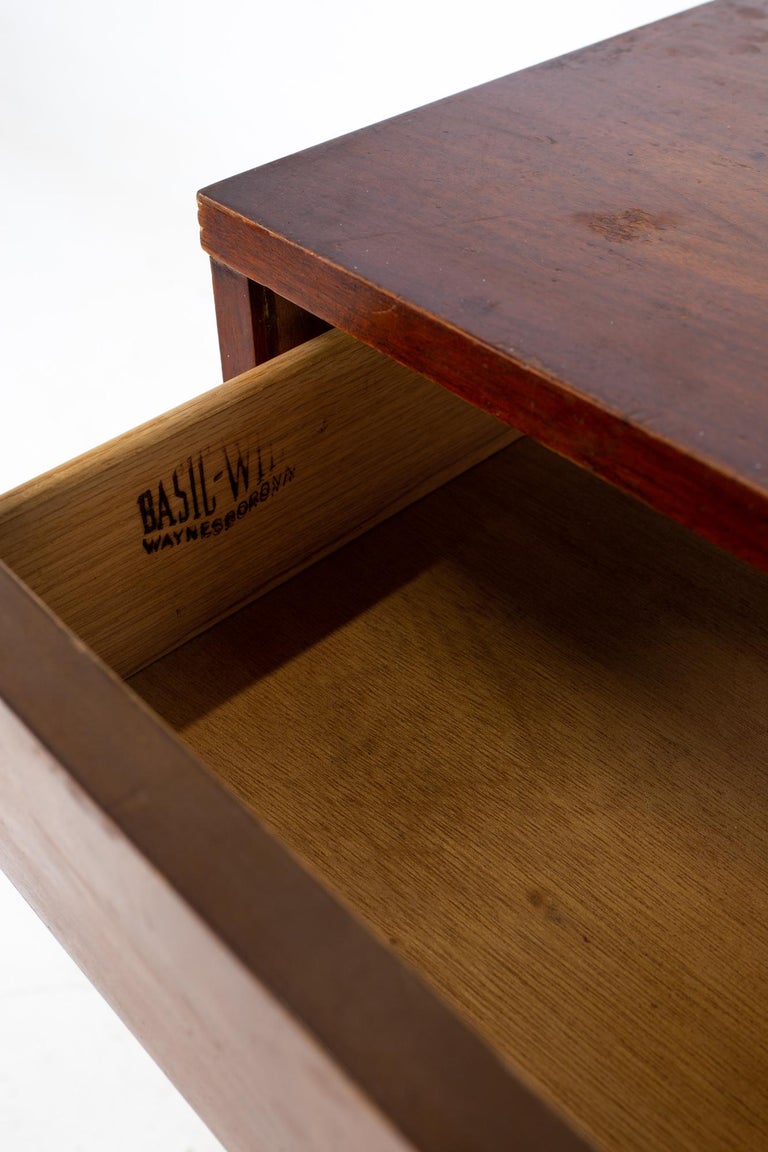 Basic Witz Mid Century Walnut 9 Drawer Lowboy Dresser at 1stDibs