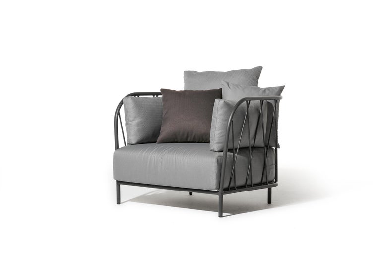 Bask Brazilian Contemporary Outdoor Metal Armchair by Lattoog For Sale ...