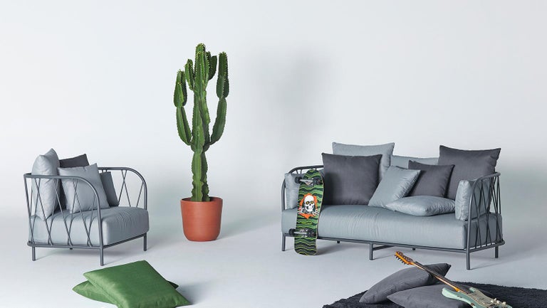 Bask Brazilian Contemporary Outdoor Metal Sofa by Lattoog For Sale at ...