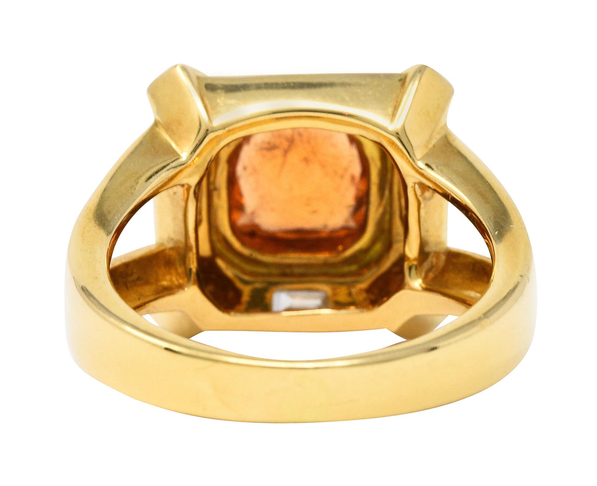 Baskin Bros. 2.50 Carats Orange Sapphire Diamond 18 Karat Gold Gemstone ...