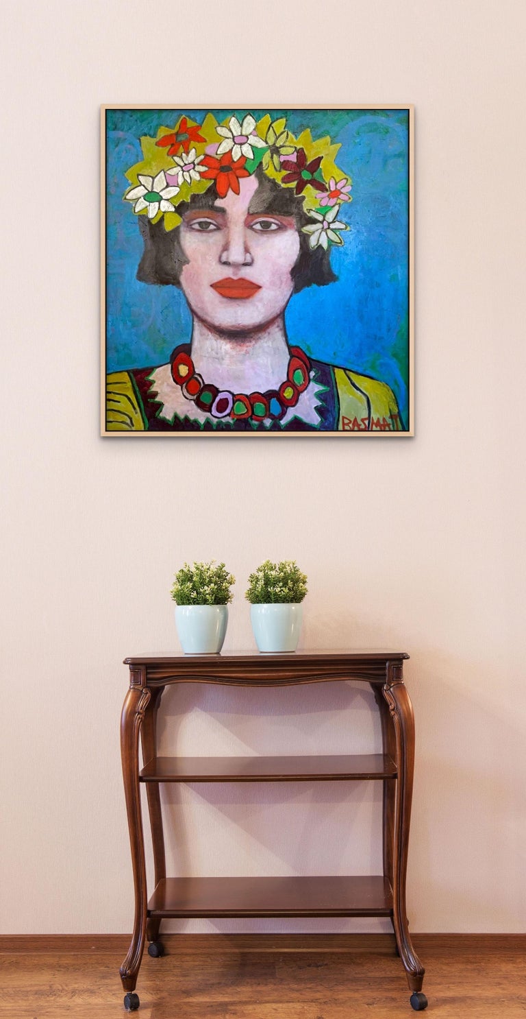 Basmat Levin - Pippa Portrait with Flowers Painting Print Edition on ...