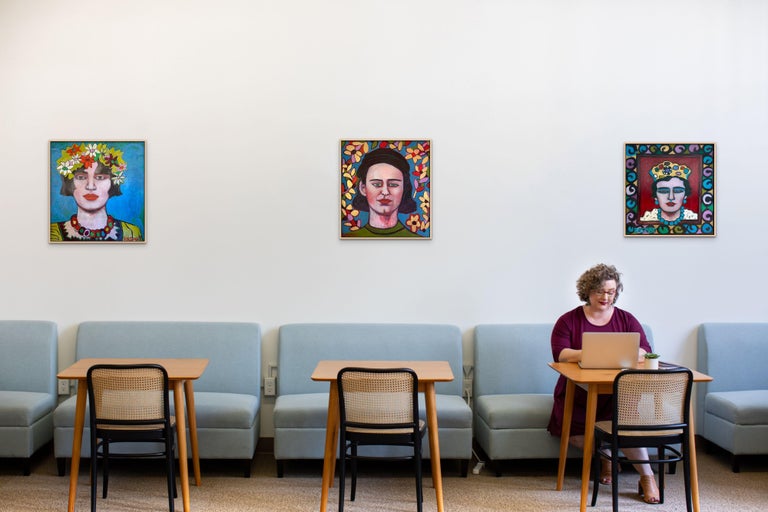 Basmat Levin - Pippa Portrait with Flowers Painting Print Edition on ...