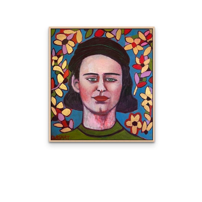 Basmat Levin - Sabrina with Floral Background Painting Print On Canvas ...