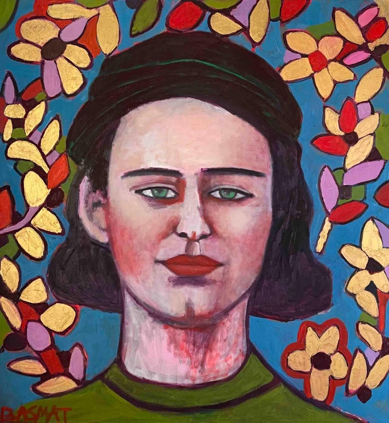 Basmat Levin - Sabrina with Floral Background Painting Print On Canvas ...