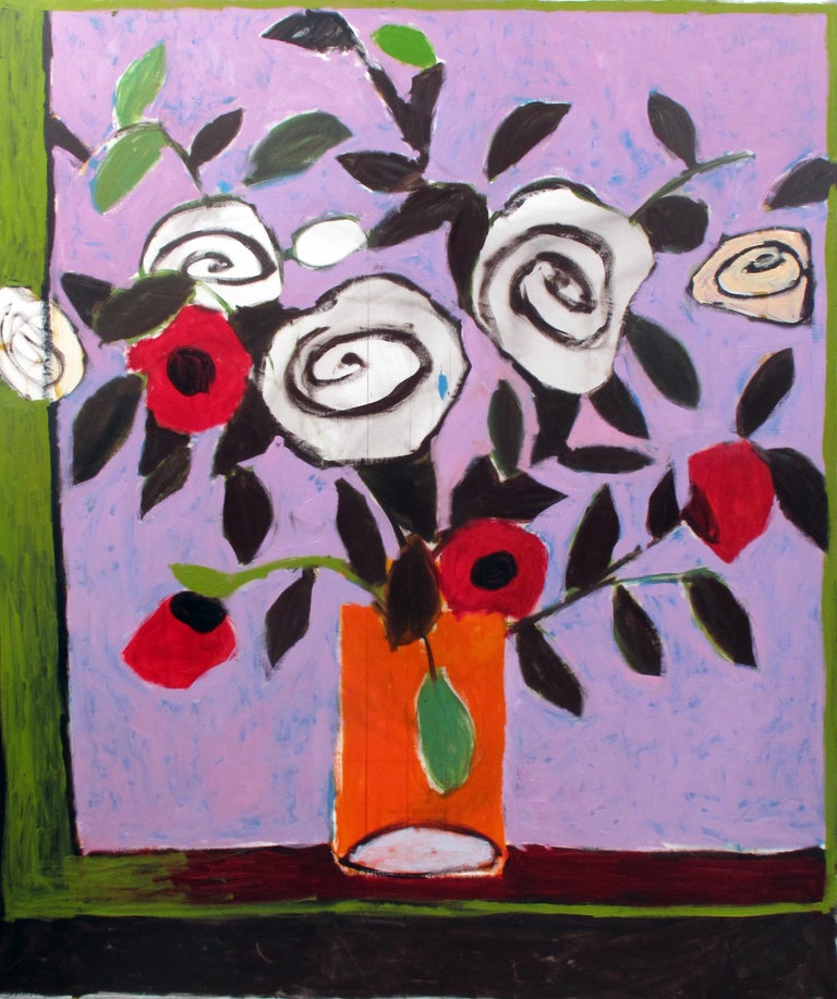 Basmat Levin - White flowers in a colourful vase print on Canvas For ...