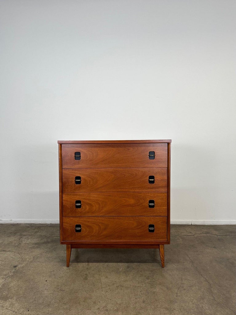 Bassett Highboy with Brass and Black Detailing at 1stDibs