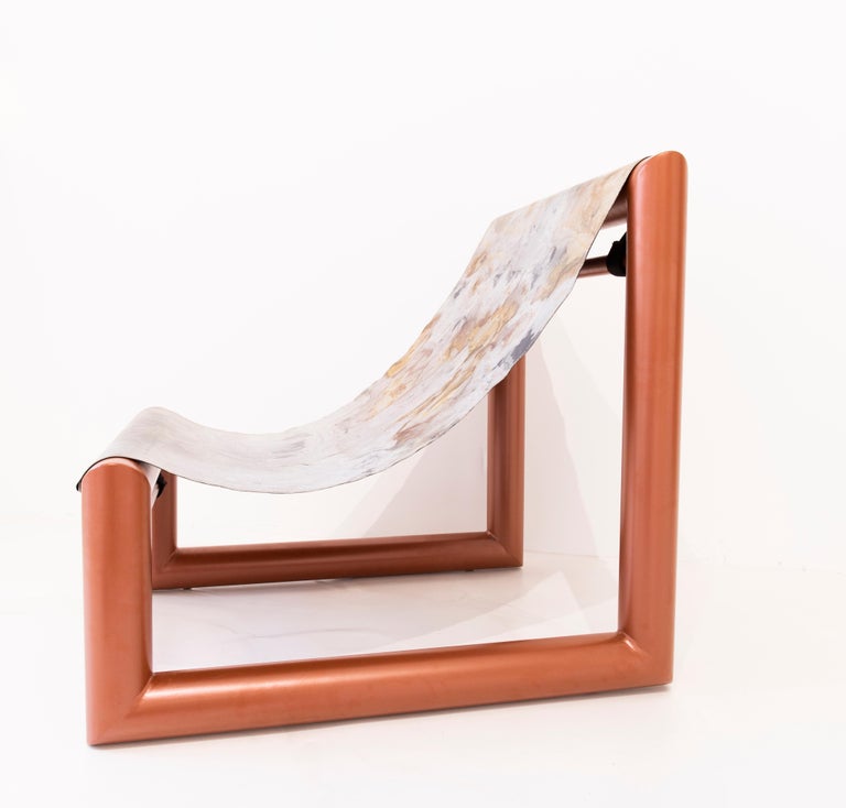 Bau Rouge Contemporary Chair in Steel and Stone Sheet For Sale at 1stDibs