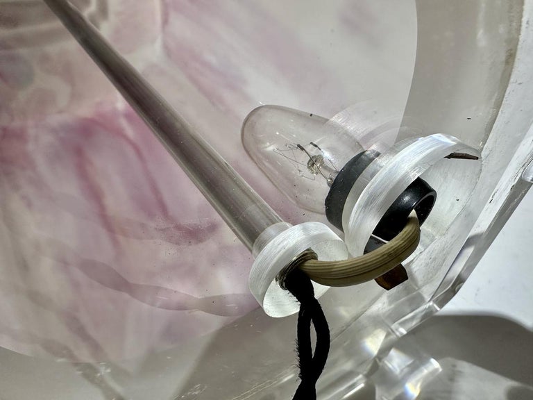 Bauer Lamp Company Mottled Frosted Pink "Clearlite" Glass Table Lamp ...