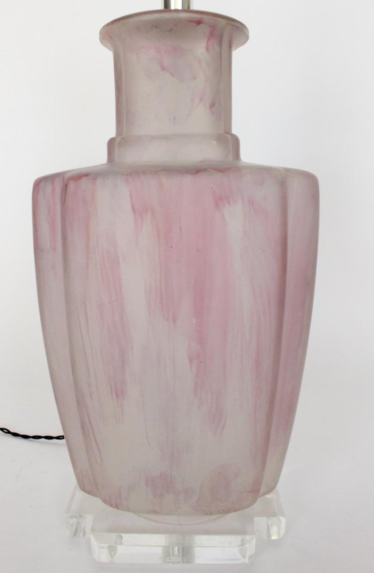 Bauer Lamp Company Mottled Frosted Pink "Clearlite" Glass Table Lamp ...