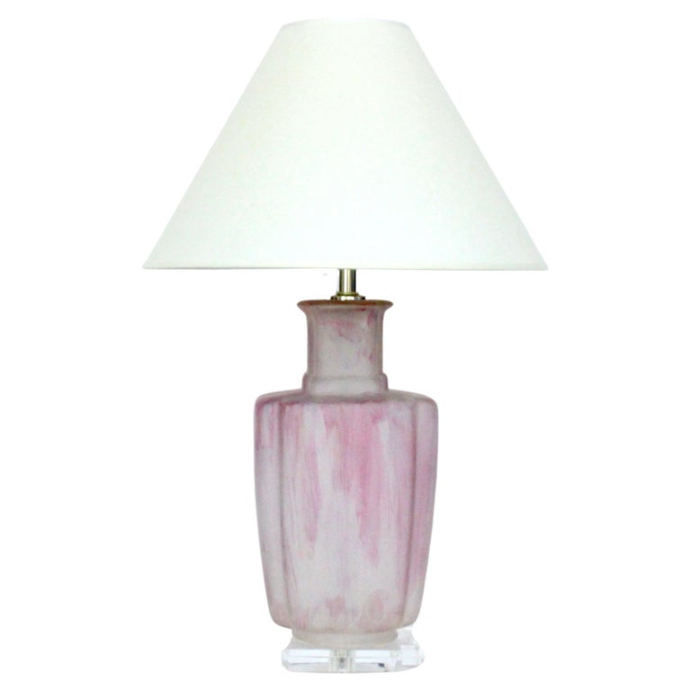 Bauer Lamp Company Mottled Frosted Pink "Clearlite" Glass Table Lamp ...
