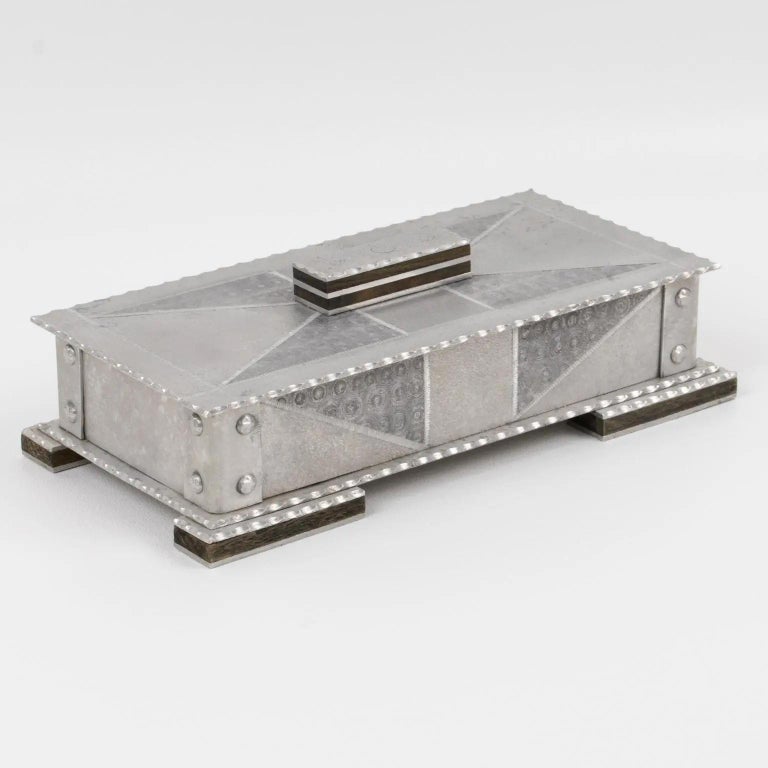 Bauhaus Arts and Crafts Industrial Textured Aluminum Box, 1920s For ...