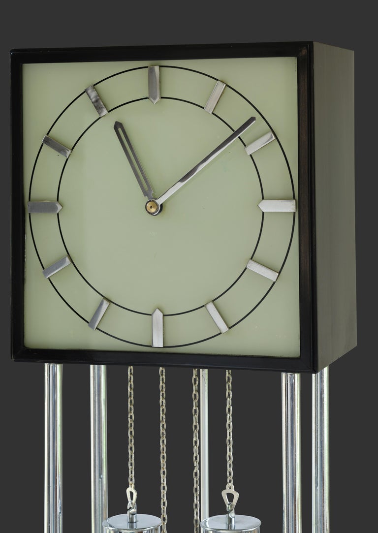 'Bauhaus' Chrome Art Deco Longcase Clock For Sale at 1stDibs