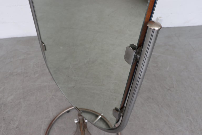 Bauhaus Chrome-Plated Swivel Standing Mirror with Circular Base at 1stDibs