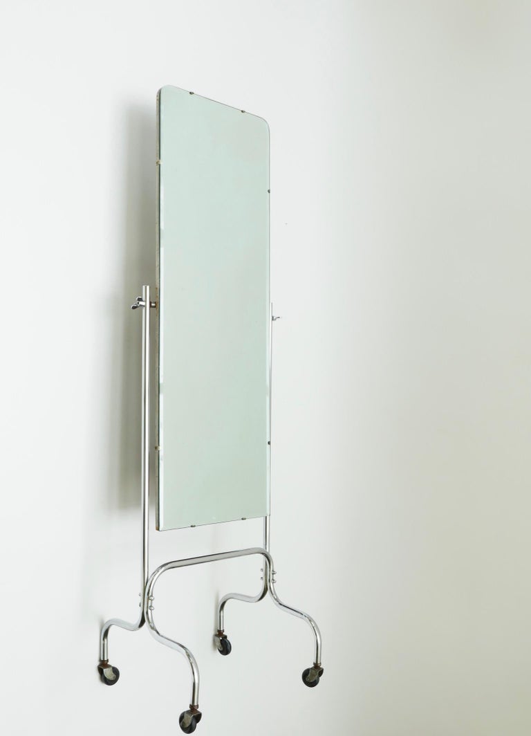 Bauhaus Chrome Standing Mirror, 1930s at 1stDibs