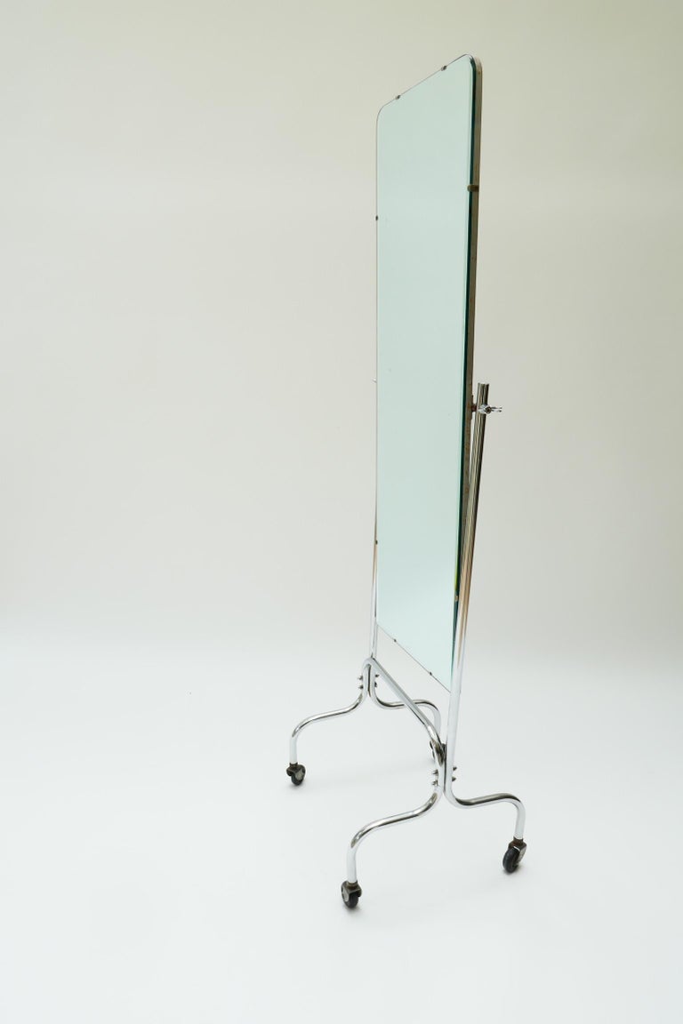 Bauhaus Chrome Standing Mirror, 1930s at 1stDibs