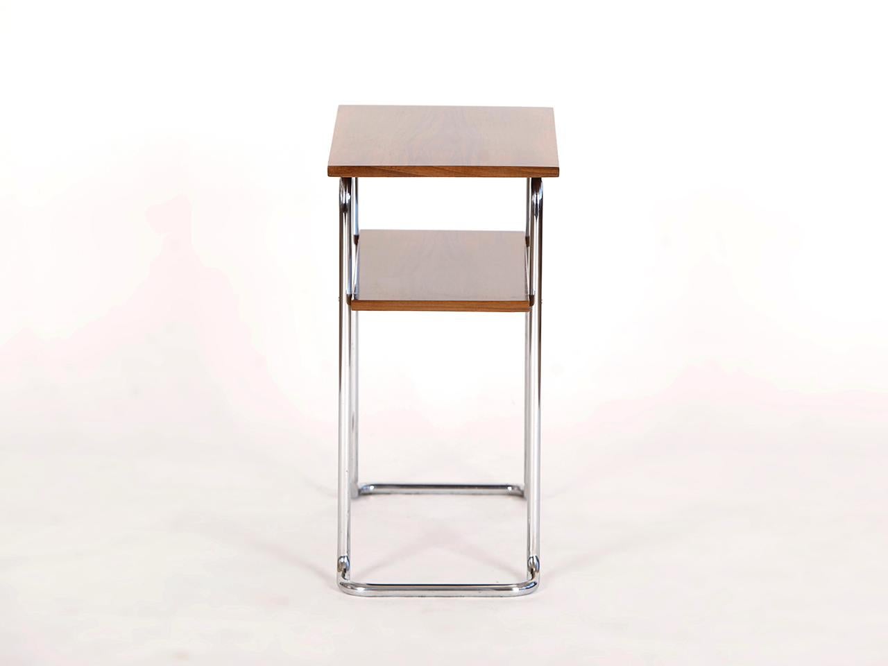 Bauhaus Chrome Steel and Walnut Side Table, 1930s For Sale at 1stDibs