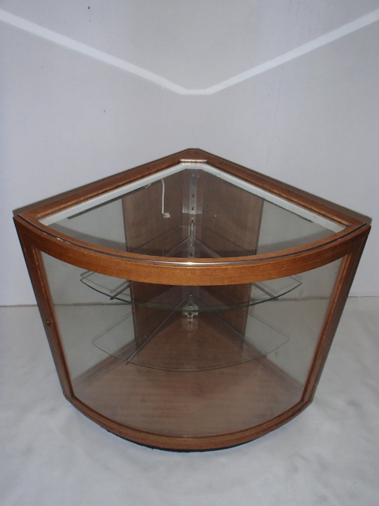 Bauhaus Corner Vitrine Oak with 2 Glass Shelves and Light For Sale at ...