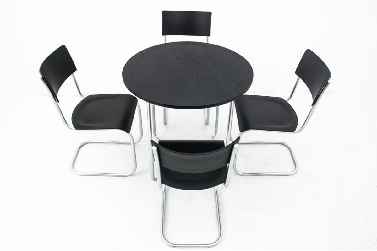 Bauhaus Dining table set table + 4 chairs by Mart Stam, Poland, 1930s ...