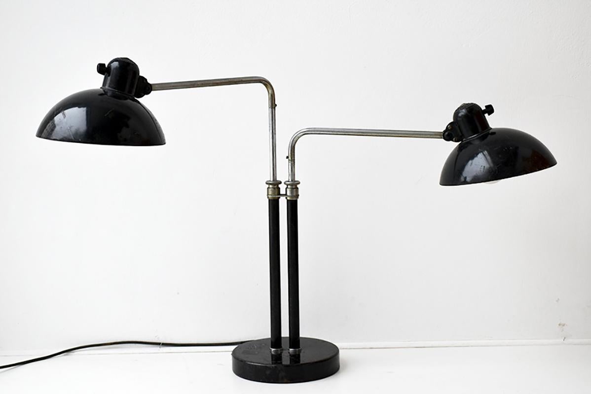 Bauhaus Double Arms Table Lamp 6580 by Christian Dell for Kaiser Idell, 1930s For Sale at 1stDibs