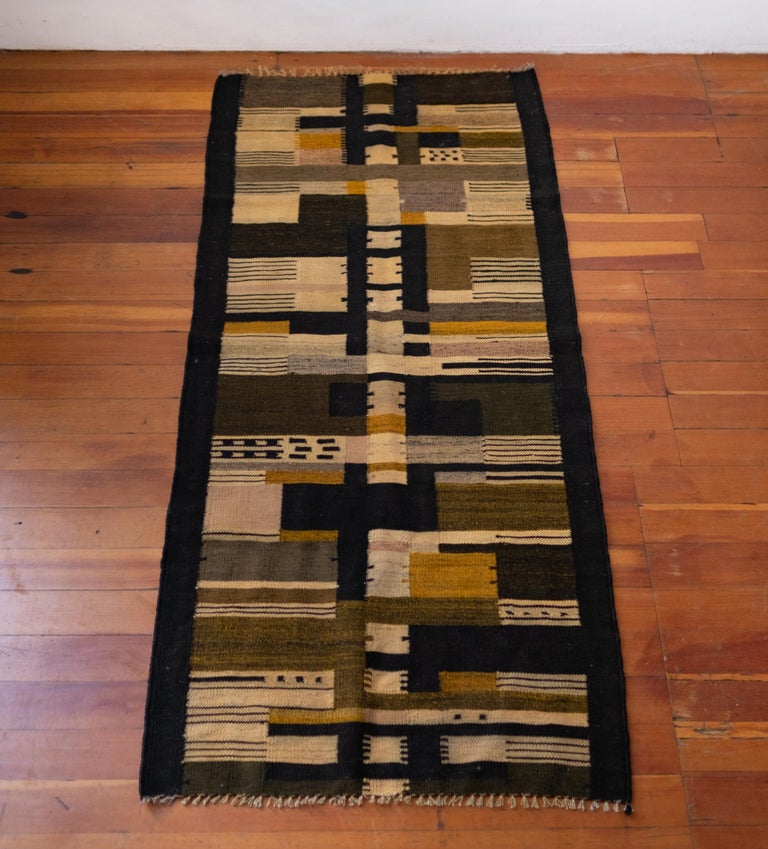 Bauhaus Geometric Flat-Weave Rug at 1stDibs