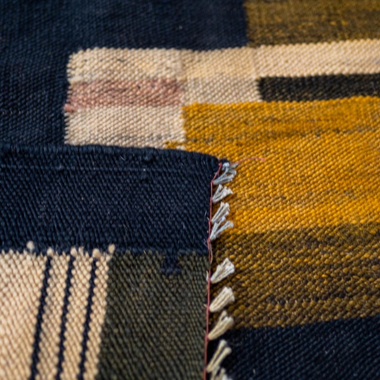 Bauhaus Geometric Flat-Weave Rug at 1stDibs