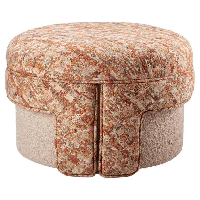 Bauhaus Inspired Pouf L'unité in bouclé and Rust Fabric For Sale at 1stDibs