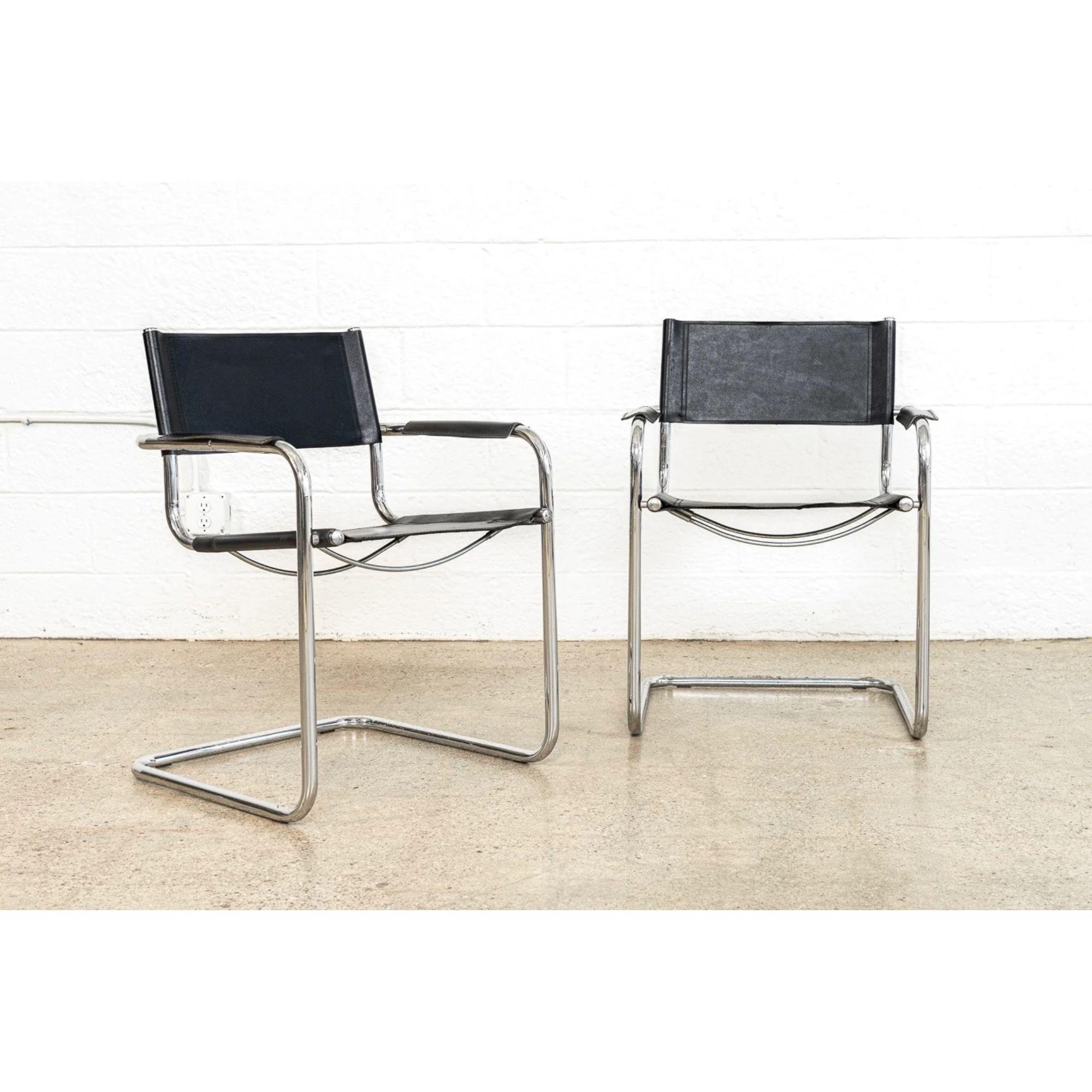 Bauhaus Mart Stam Leather and Chrome Cantilever Arm Chairs at 1stDibs