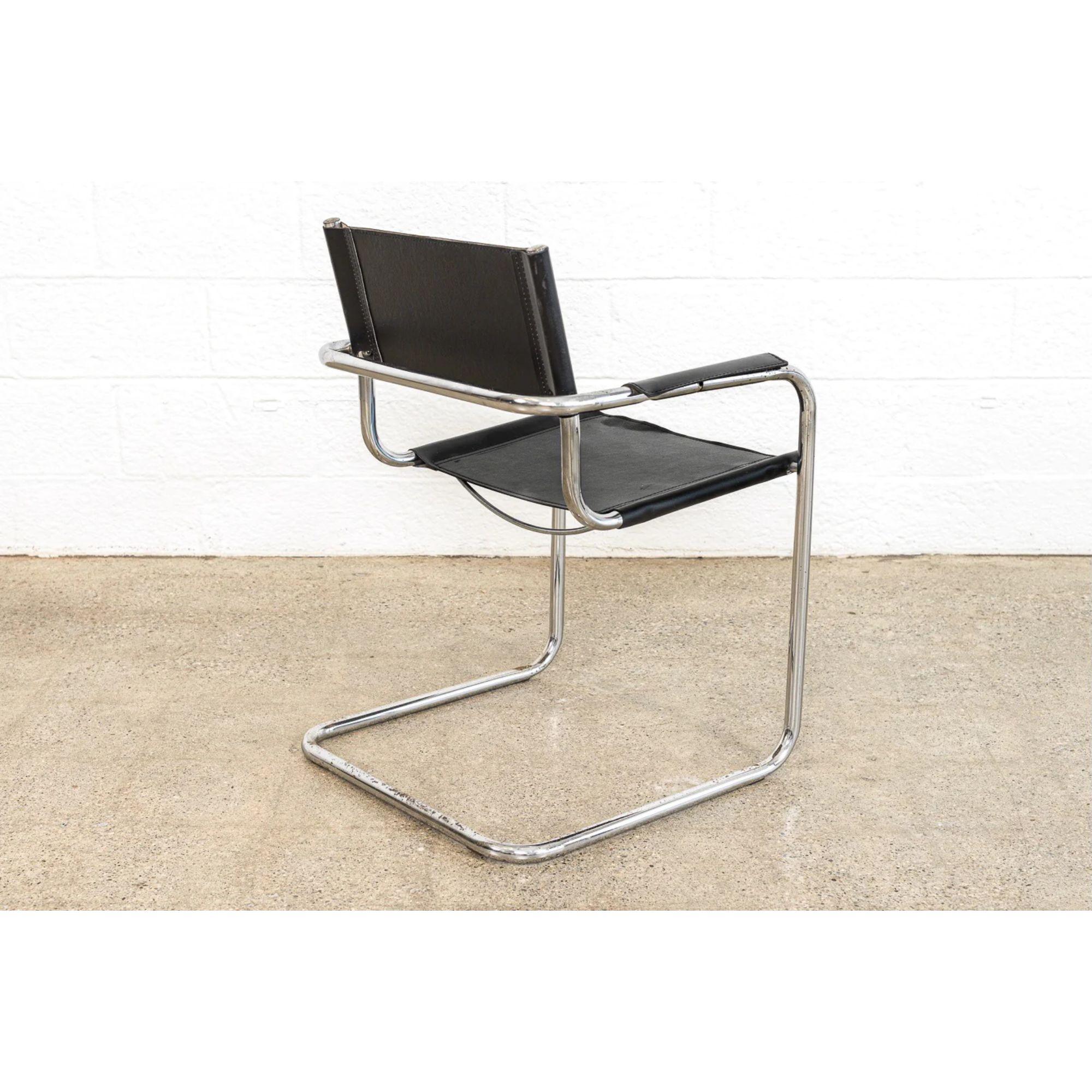 Bauhaus Mart Stam Leather and Chrome Cantilever Arm Chairs at 1stDibs