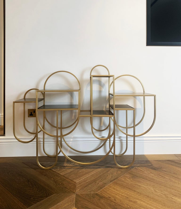 Contemporary Gold Metal Console Table, Bauhaus Style - Apollo by Lara ...