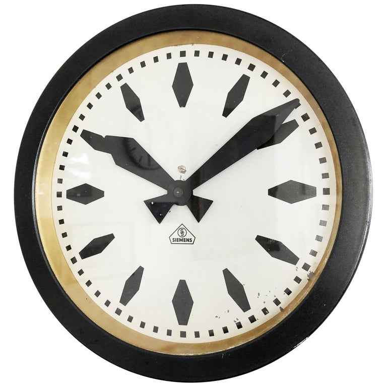 Bauhaus Siemens Industrial, Station or Factory Wall Clock at 1stDibs