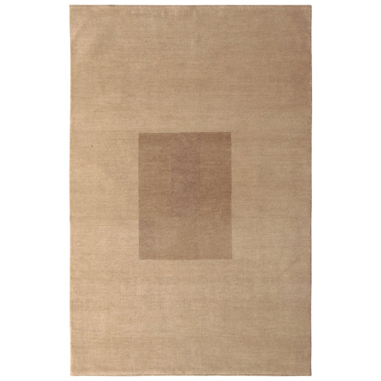 Rug and Kilim's Bauhaus Style Rug Beige Brown Mid-Century Modern For ...
