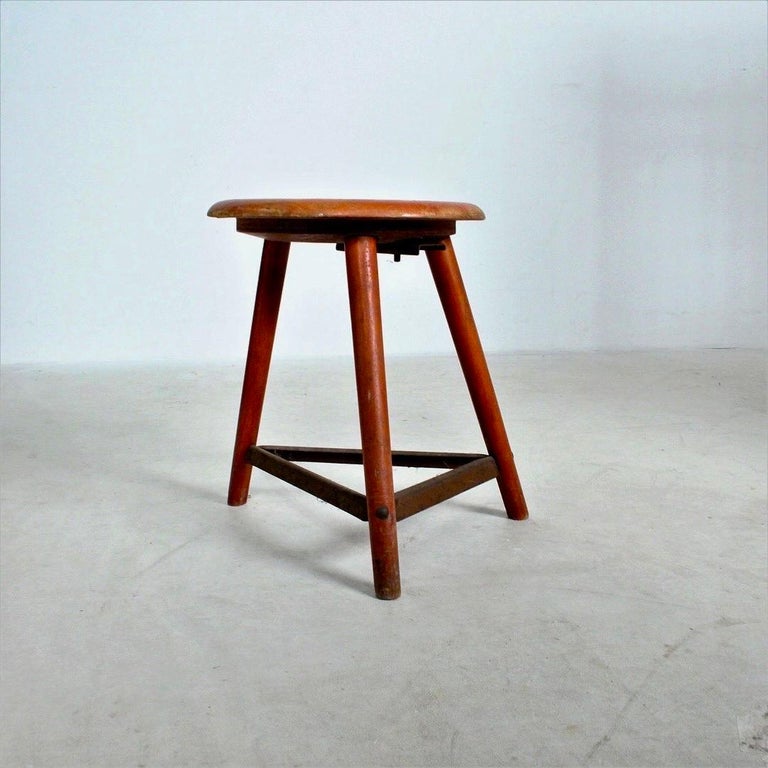 Bauhaus Tripod Round Stool, Wood and Steel, Germany, 1920-30 For Sale ...