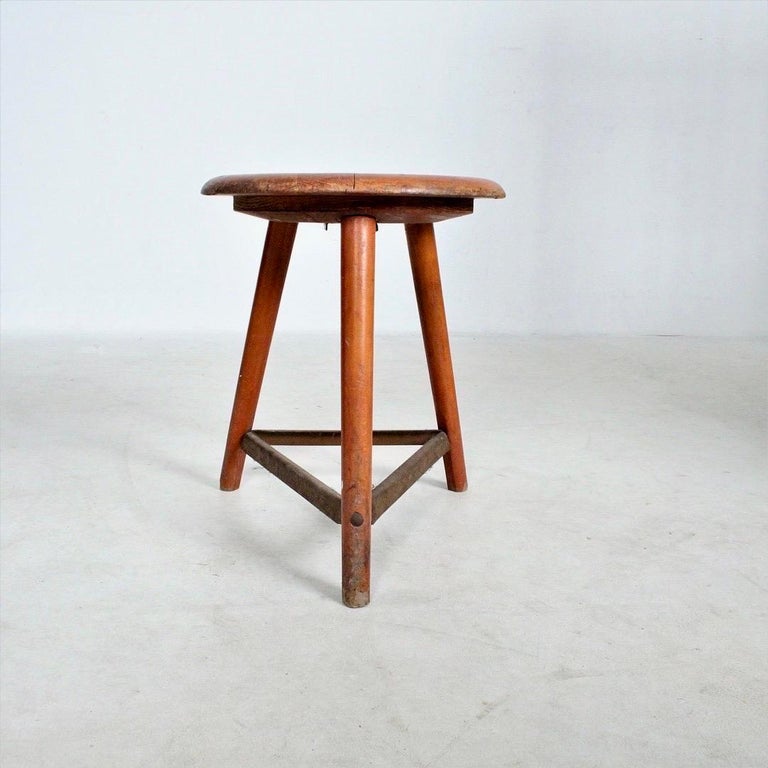 Bauhaus Tripod Round Stool, Wood and Steel, Germany, 1920-30 For Sale ...