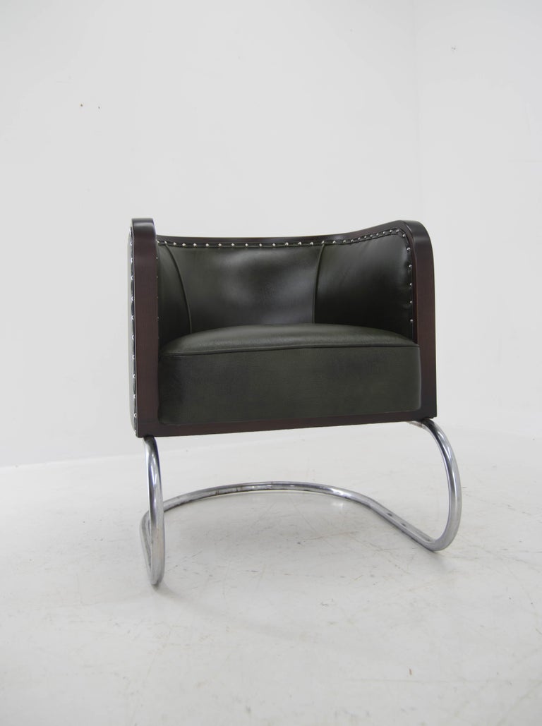 Bauhaus Tubular Armchair in Green Leather, 1920s, Restored For Sale at ...