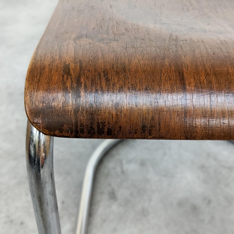 Bauhaus Tubular Steel Cantilever Stool by Vichr For Sale at 1stDibs