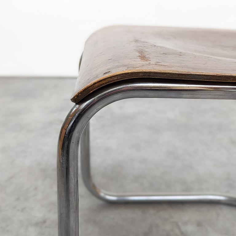 Bauhaus Tubular Steel Cantilever Stool by Vichr For Sale at 1stDibs