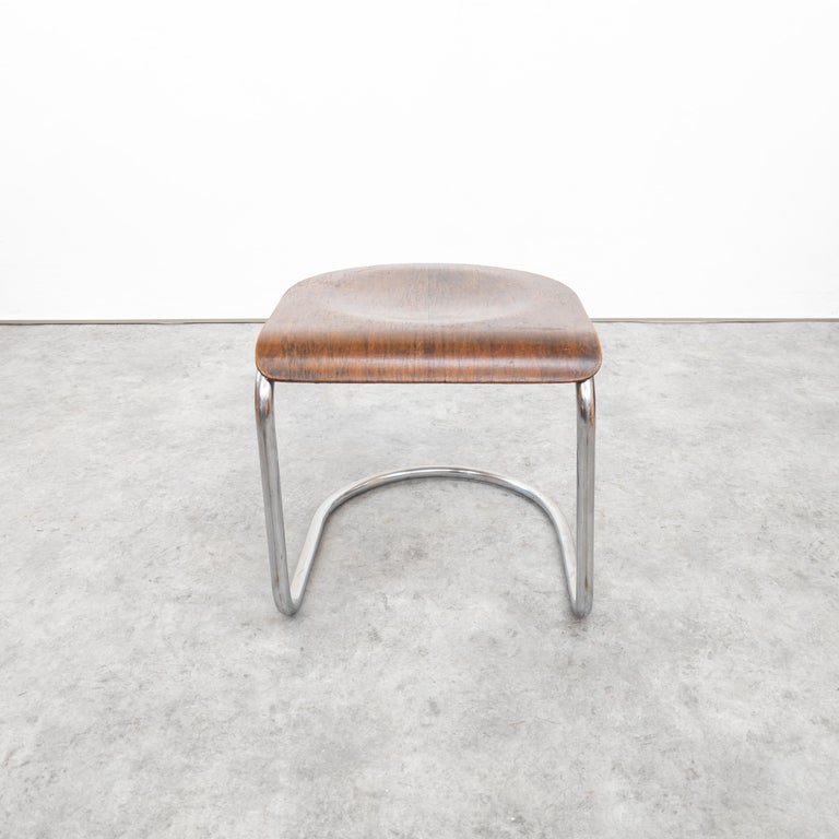 Bauhaus Tubular Steel Cantilever Stool by Vichr For Sale at 1stDibs