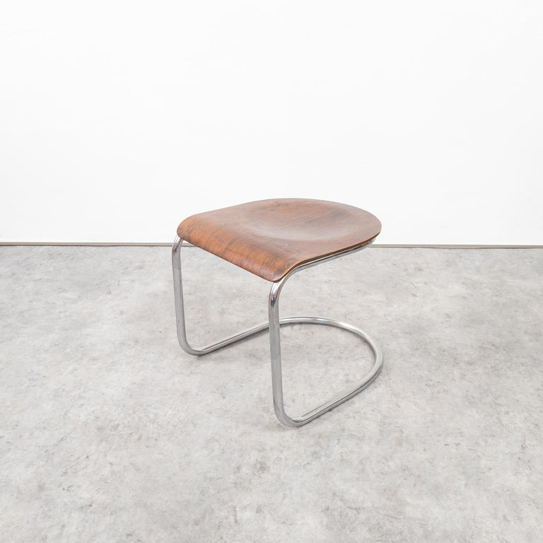Bauhaus Tubular Steel Cantilever Stool by Vichr For Sale at 1stDibs